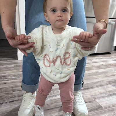 Hand Embroidered One Sweater First Birthday Sweater Hand Embroidered ...