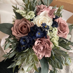 Dusty Rose and Navy Flowers, Mauve Wedding Bouquet, Pink Wedding ...