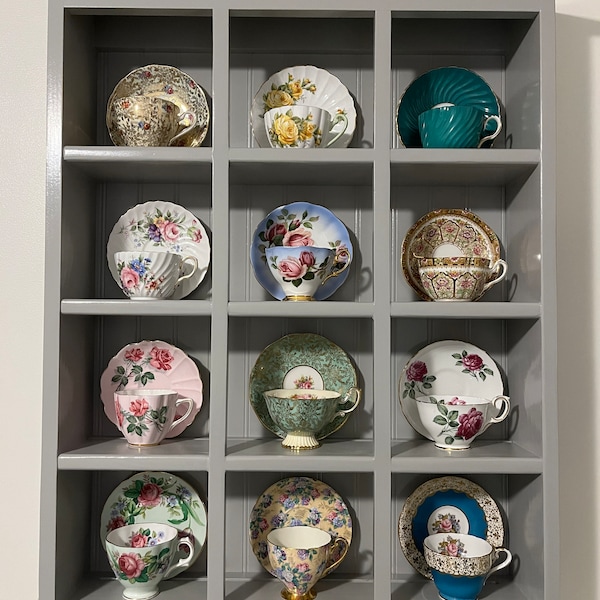 China Cabinet for Wall, Tea Cup and Saucer Display, Coffee Mug Display ...