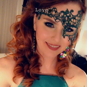 Emerald Green Lace Mask, Dark Green Masquerade Mask, Green Mardi Gras ...