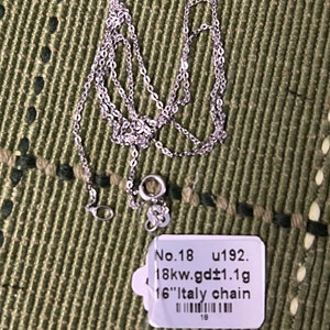Solid Real 18k Italy White Gold Chain for Pendant, 18inches 45.5cm ...