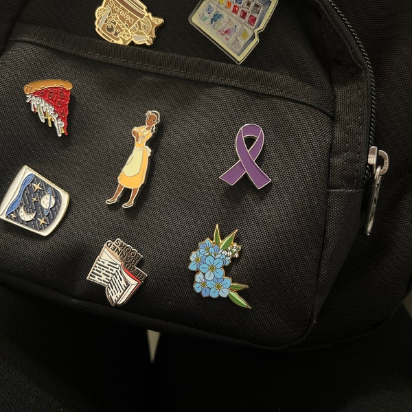 Forget Me Not Pin, Botanical Enamel Pin, Blue Flower Artwork, Original ...