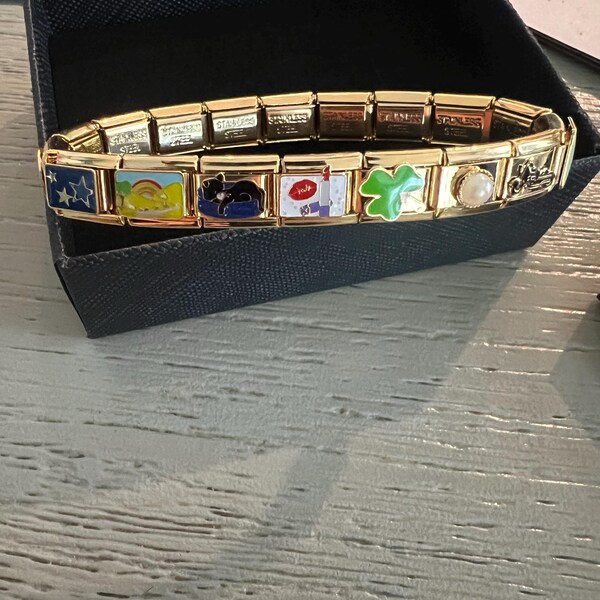 Gold Italian Bracelet, Custom Gold Italy Charms, Personalized Italian ...