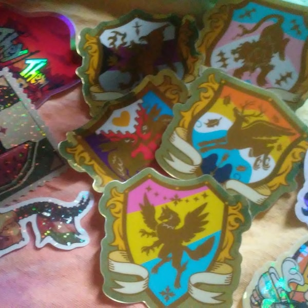Pride Heraldry | Pride Flag Mythical Creature Gold Vinyl Sticker - Etsy