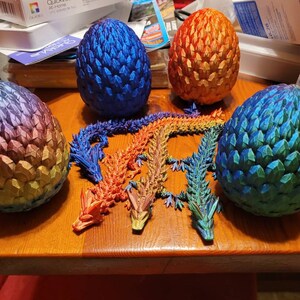 3D Printed Crystal Dragon, Dragon Egg, Articulated Dragon Figurine ...