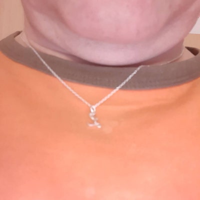 Sterling Silver Cursive L Initial Necklace, L Letter Necklace, Cursive ...