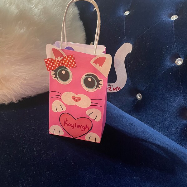 Cat Valentine Bag or Box Printable Decor Kit 3D Snout, Paws, Tail ...