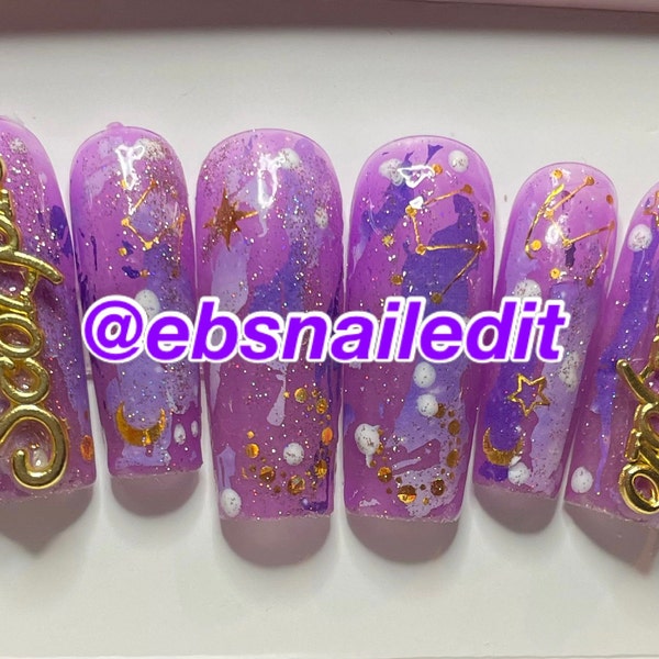 3D Star Sign Zodiac Nail Charm, Star Sign Nail Art Decorations, Alloy ...