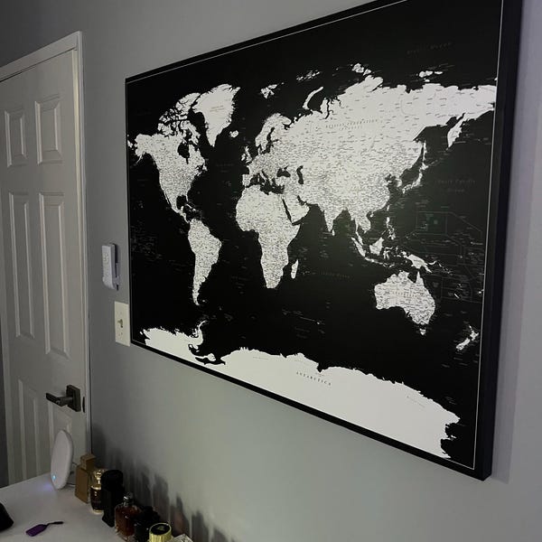 Push Pin World Map to Mark Places You've Been, Travel Tracker Canvas ...
