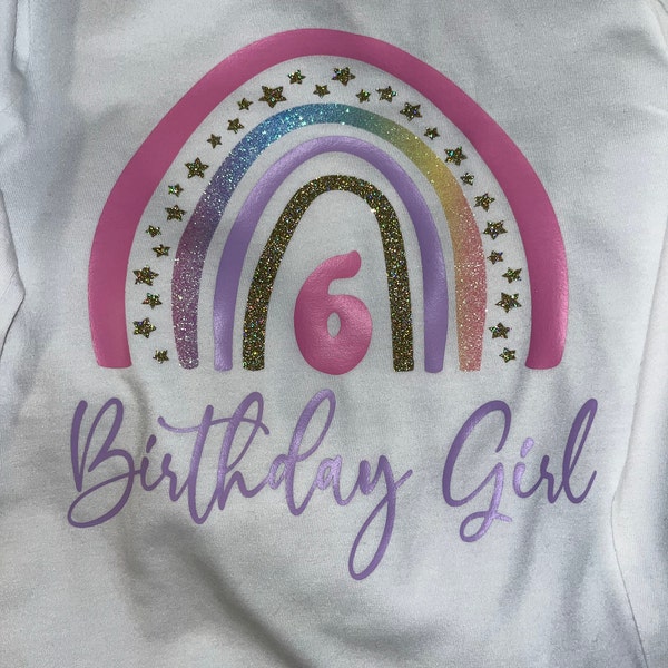 Boho Rainbow Sixth Birthday Girl SVG DXF PNG | Retro Party Shirt Htv ...