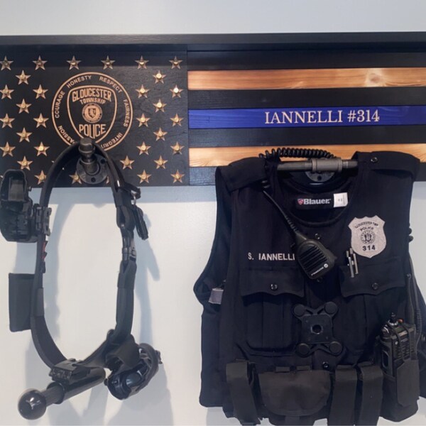 Police Gear Rack - Thin Blue Line Gear Rack - Police Officer Gift ...