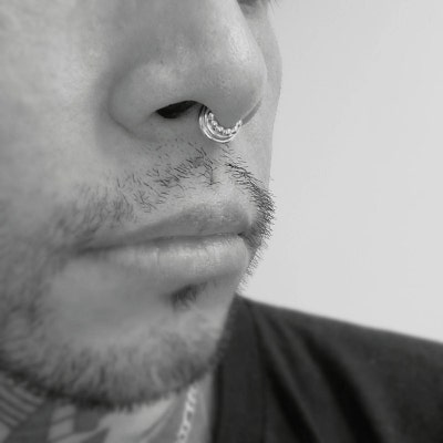 Triple Layered Beaded Septum Ring Piercing Rook Conch Nostril Tragus ...