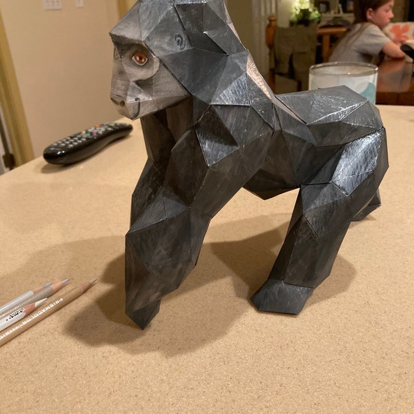 Gorilla Walking Paper Model Template: DIY Low Poly Papercraft (digital ...