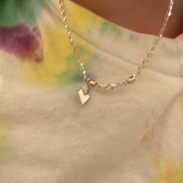 Sterling Silver Rhombus Charm Necklace, Dainty Silver Charm Necklace ...