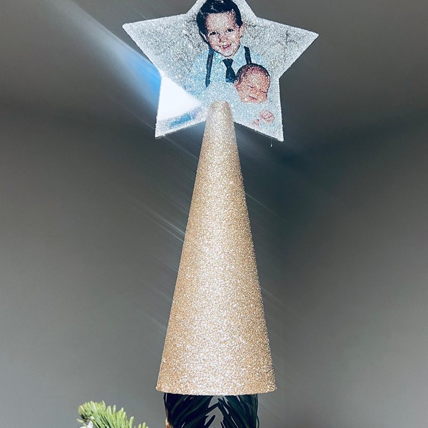 CUSTOM Tree Topper on Black Glitter Base - Etsy