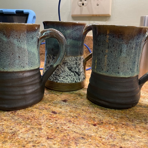 Turquoise Coffee Mug With Carved Texture, Handmade Mug - Etsy