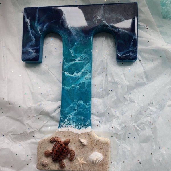 Personalized Beach Theme Letter for Wall | Seaturtle Gift | Coastal ...