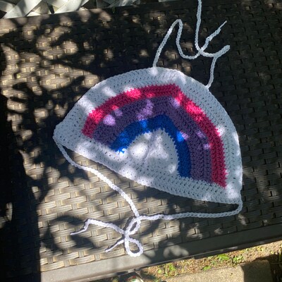 Crochet Bisexual Pride Rainbow Halter Top / Boho Hippie Festival Outfit ...