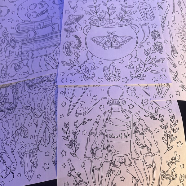 Witch Coloring Pages Vol 2 | Witchy Aesthetic, Crystals (printable PDF ...