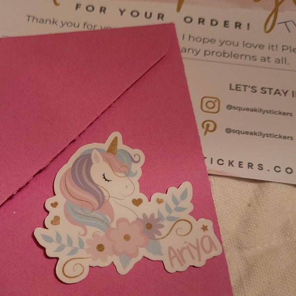 Personalized Unicorn Sticker, Laptop Sticker, Custom Water Bottle ...