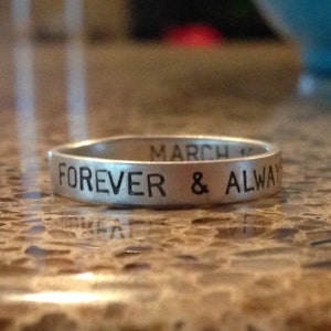 Custom Made Sterling Silver Ring, Personalized Engraved Message ...