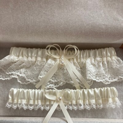 Ivory Lace Garter Set, Ivory Wedding Garter Set, Ivory Garter Set ...