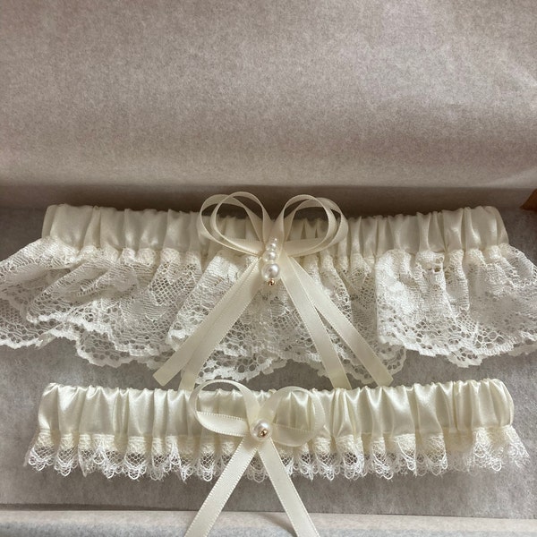 Ivory Lace Garter Set, Ivory Wedding Garter Set, Ivory Garter Set ...