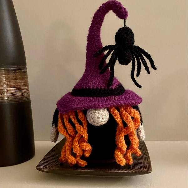 Halloween Crochet Gnome Patterns: Witch Gnome, Witch Broom and Cauldron ...