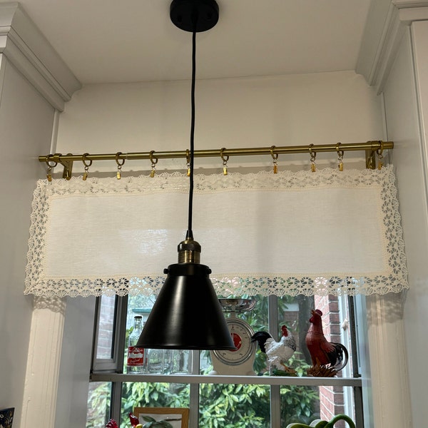 Off White Linen Lace Dresser Scarf Narrow Rectangle Doily Table Runner ...