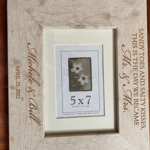 Beach Wedding Picture Frame Personalized With Names and Wedding Date ...