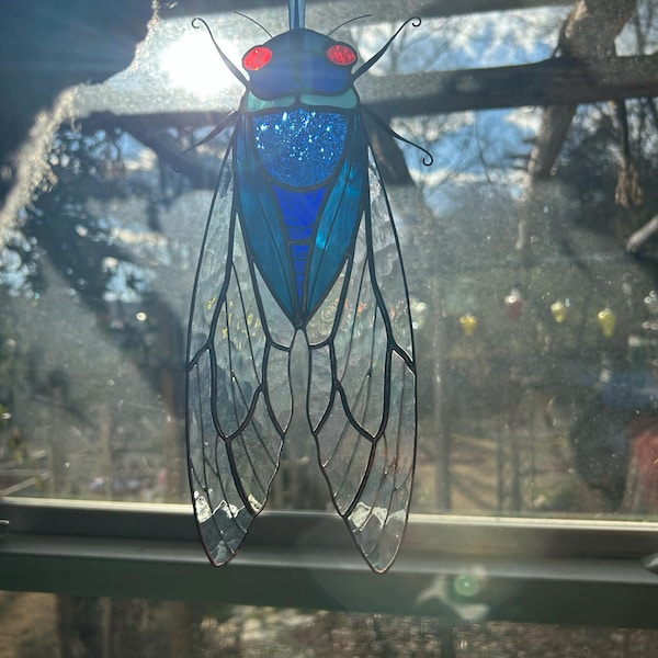 Cicada Stained Glass Window Hangings / Insect Custom Stained Glass ...
