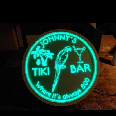 Custom Tiki Bar Sign LED Wall Sign Neon Like Color Changing Remote ...
