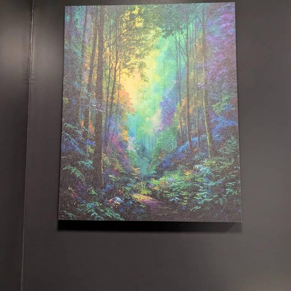 Mystical Enchanted Forest Wall Art, Glowing Nature Path Canvas ...