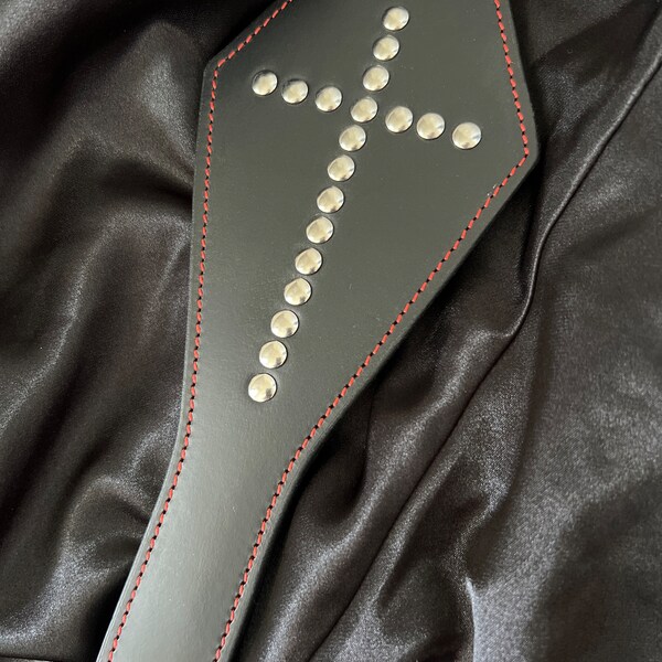 Leather COFFIN STUDDED or ROUND Paddle - Holes or Studs - Vampire - Etsy