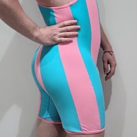 Stripe Swim Cap With Chinstrap and Buckle Detail - Pink & Blue - Etsy UK