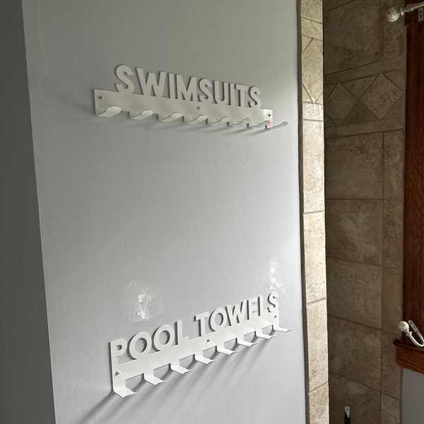 Pool Towels Rack Hanger With Hooks, Powder Coated With Matching Screws ...