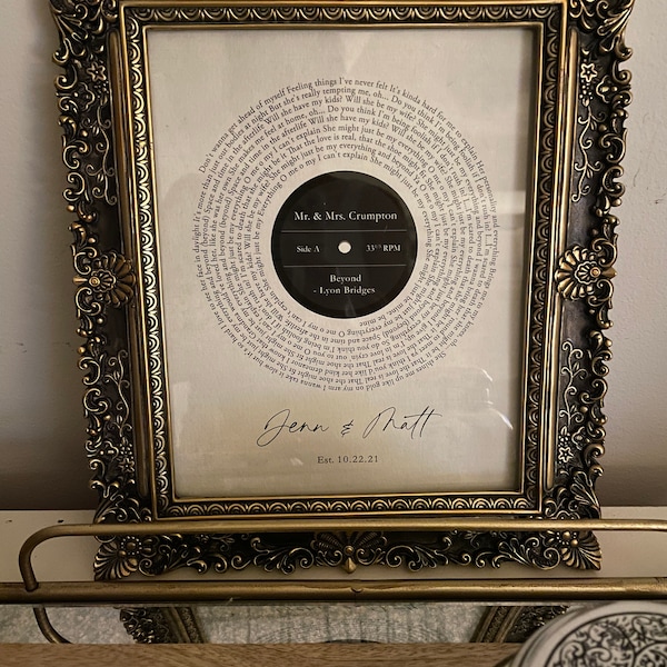 Vinyl Record Song Lyrics Custom Gift Music Lover Music Lyrics Custom ...
