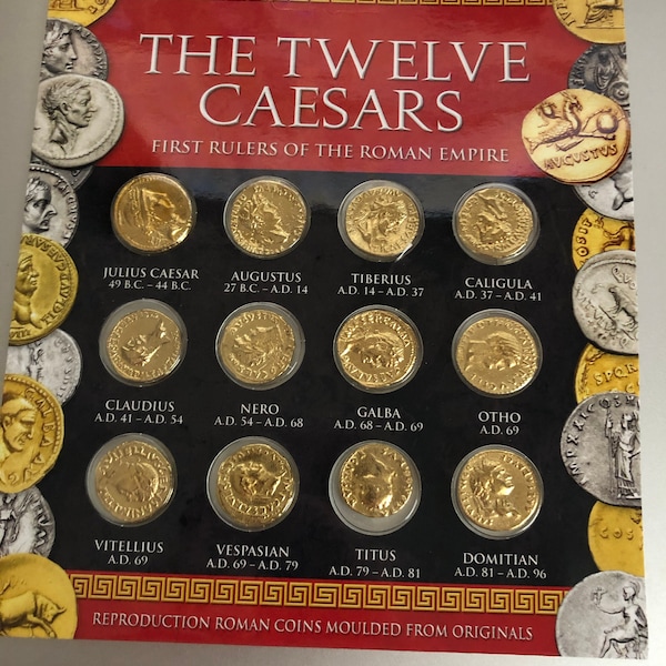 REPRODUCTION Roman Coin, Twelve Caesars Aureus Gold Plated Coin Pack ...