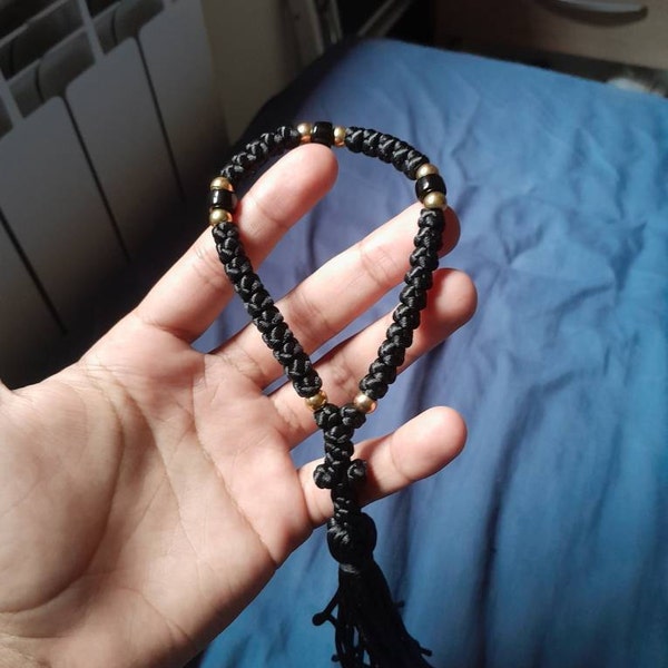 Handmade Black Wool Prayer Rope: Orthodox Chotki With Cross & Tassel - Etsy
