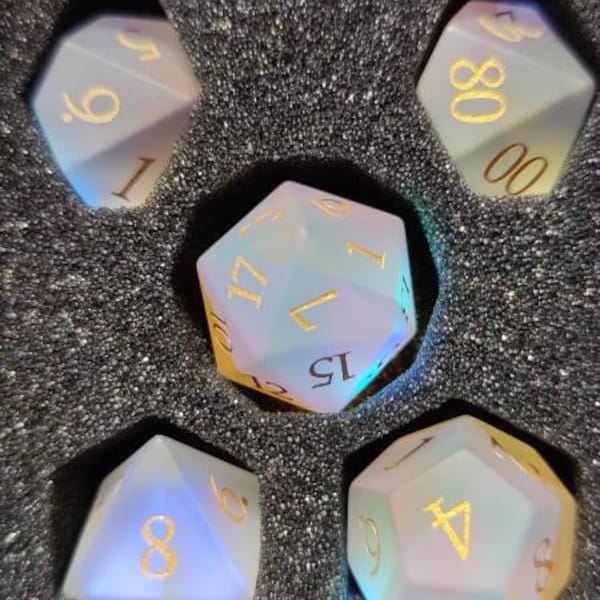 Full Dnd Dice Set | Satin Finish Dice | Rainbow Matt Glass| Dnd Gift ...