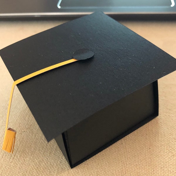 SVG File: 3D Graduation Cap Gift Box / Favor Box / Treat Box With Paper ...