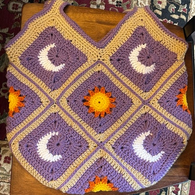 Sun and Moon Tote Bag Crochet PDF PATTERN Intermediate english - Etsy