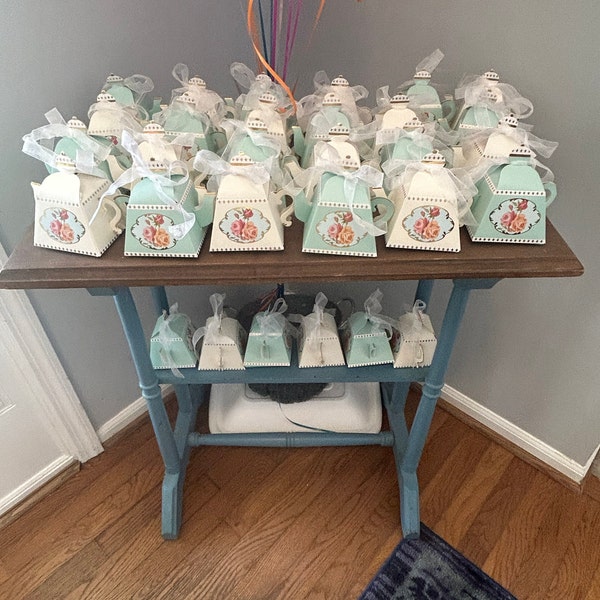 25 Pack | 4" Ivory Mini Teapot Wedding Favor Boxes, Tea Time Gift Boxes ...
