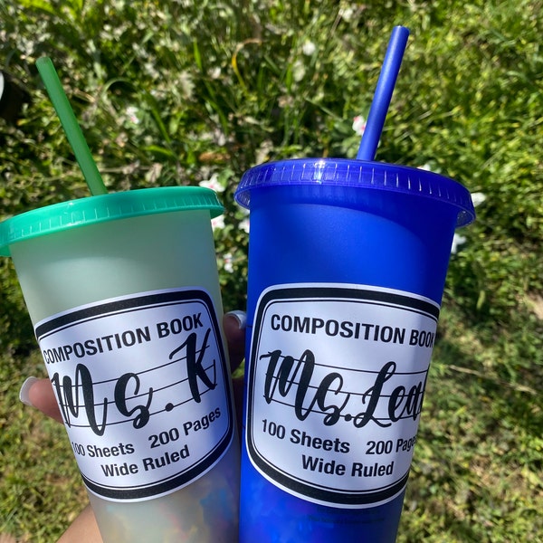 Compostion Book Label Outline and Layeredteacher Name Appreciation SVG ...