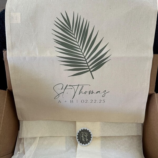 Modern Palm Leaf Welcome Tote - Wedding Welcome Bag - Custom Wedding ...