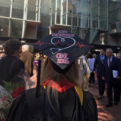 Custom Nurse With Heart Stethoscope and EKG Line Graduation Cap ...