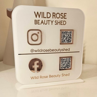 Circular Single QR Code Business Social Media Sign & Stand Salon Sign ...