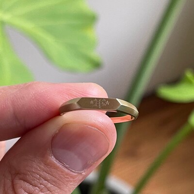 14K Gold Simple Rectangle Ring, Personalized Rectangle Ring, Custom ...