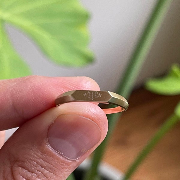 14K Gold Simple Rectangle Ring, Personalized Rectangle Ring, Custom ...