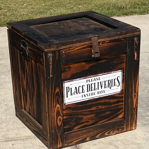 Place Deliveries Inside Box Metal Sign • Rustic Looking • Customizable ...